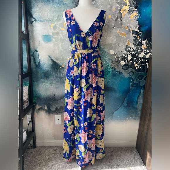 Modcloth | Dresses | Modcloth Blue Floral Maxi Dress | Poshmark